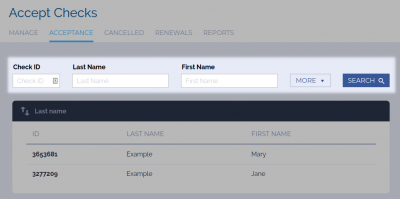 Check acceptance | NCC User Manual